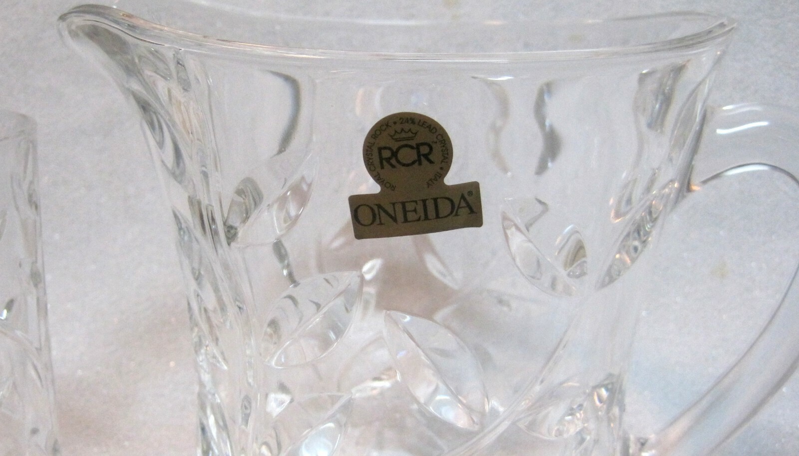 UNUSED RCR LAURUS Oneida ROYAL CRYSTAL ROCK PITCHER + 3 HIGHBALL GLASS ...