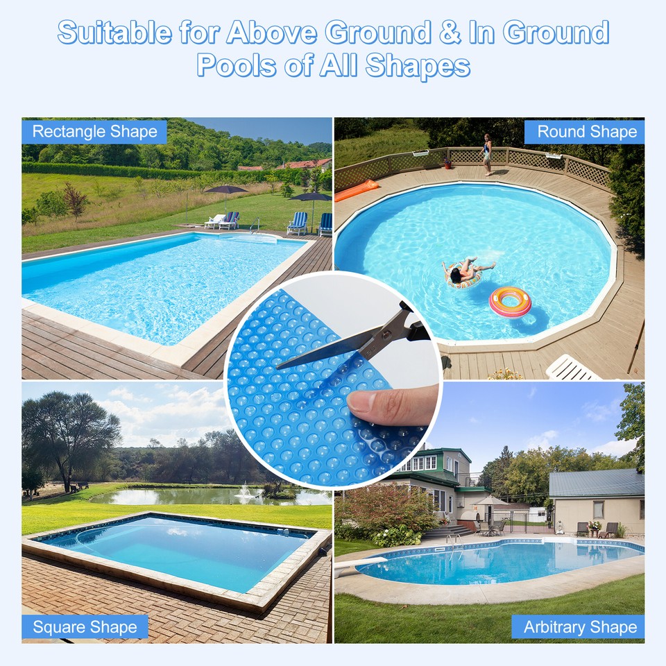 20 x 40 ft Rectangular Solar Pool Cover Insulating 12-MIL Heat ...
