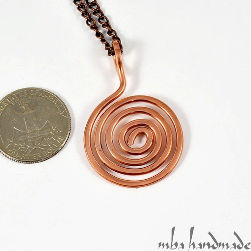 Pure Copper Wire Wrapped Unisex Spiral Pendant Artisan Handcrafted ...