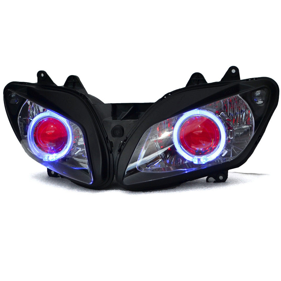 Headlight For Yamaha YZF R1 2002-2003 Custom Blue Angel Eyes+Red Demon ...