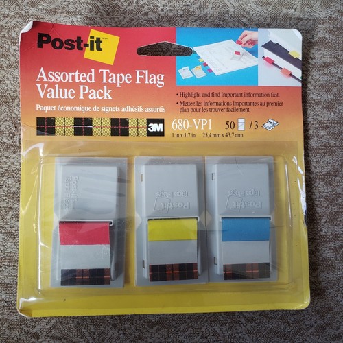 Vtg 1993 Asst Post-It Tape Flags Value Pack Adhesive 50 3M Bonus 680 ...