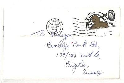 GB TRANSORMA Machine Sorting Trial Postmark 1965 Brighton Bank 4d Cover ...