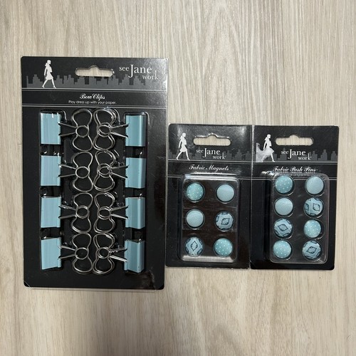 See Jane Work Teal Bow Clips Push Pins Magnets NEW | eBay