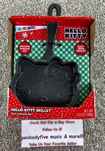 Hello Kitty Shaped Cast Iron Metal Skillet w/ Pancake Batter Mix - Gift ...