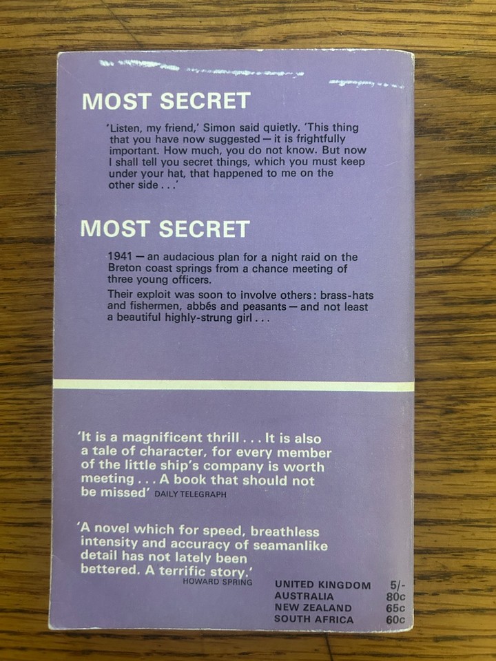 NEVIL SHUTE "Most Secret" Pan (UK) 1968 PB WWII, Espionage | eBay Australia