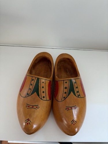 Hand Carved Vintage Wooden Dutch Clogs Painted Holland Women’s Size 6-8 ...
