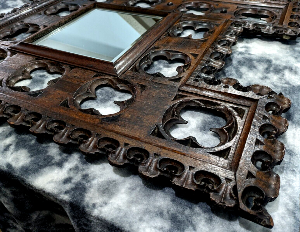 15th Century Gothic Carved Oak Wood Quatrefoil Tracery Panel Antique ...
