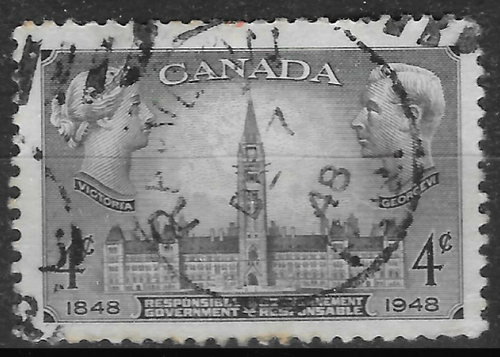 4c Canada stamp posted 7 Dec 1948 shows King George VI and Queen ...