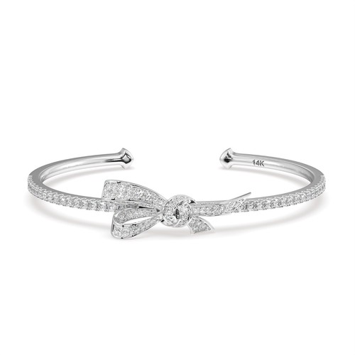 Ribbon Bow Bangle Bracelet /14K Gold /Natural Diamond | eBay