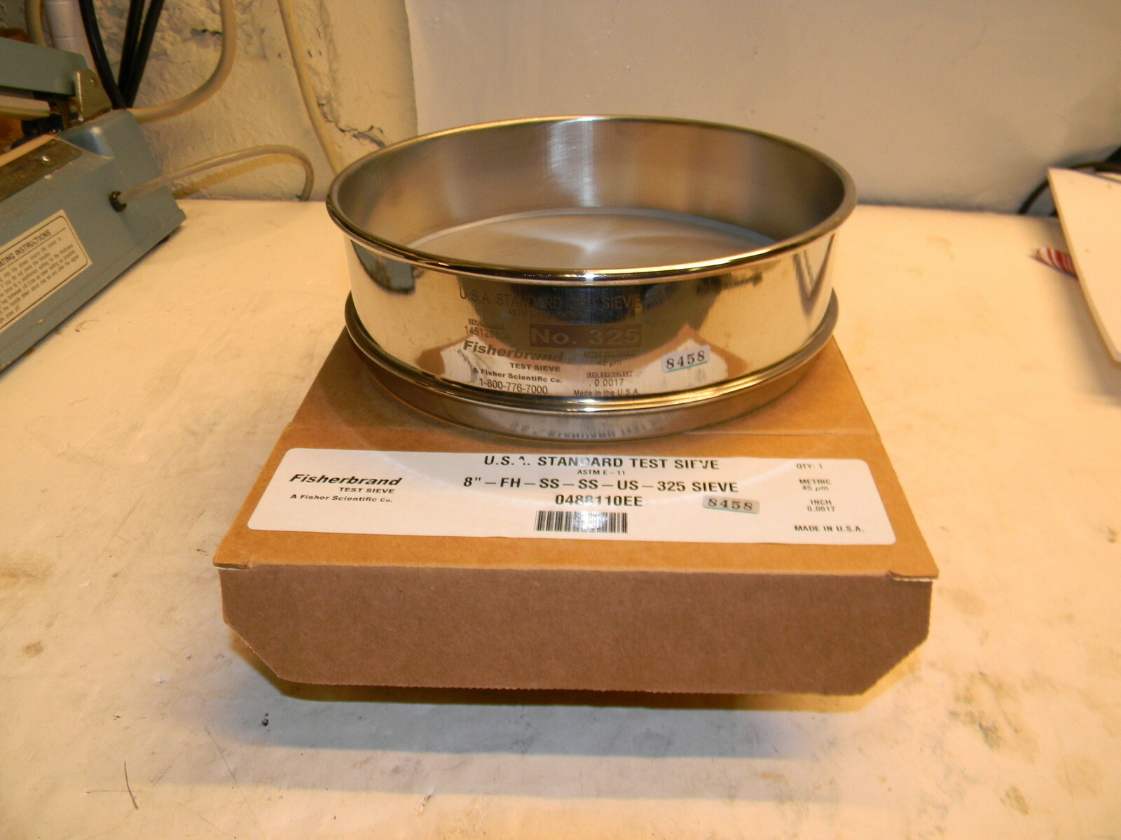 FisherBrand 8" diameter (203.2 mm) Stainless Steel Sieve #325 8"-FH-SS ...