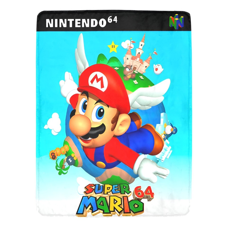 Vintage Style Retro Mario 64 US Nintendo Box Ultra-Soft Micro Fleece ...
