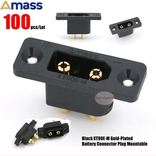 100pairs AMASS Black XT90E-M XT90 Female Male Panel Mount Connector For ...