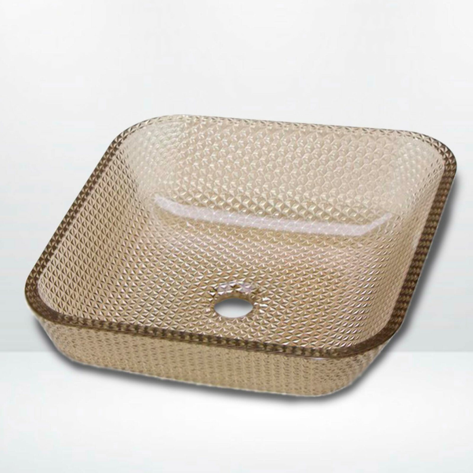 JSG Oceana 005-016-120 Cubix Vessel Fawn Hard Roc Glass Square Bathroom ...