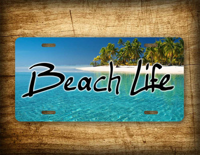 BEACH LIFE License Plate Salt Water Palm Trees, Sand Water & Beaches ...