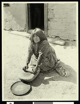 Portrait of a Native American woman grinding corn 1900 California Old ...