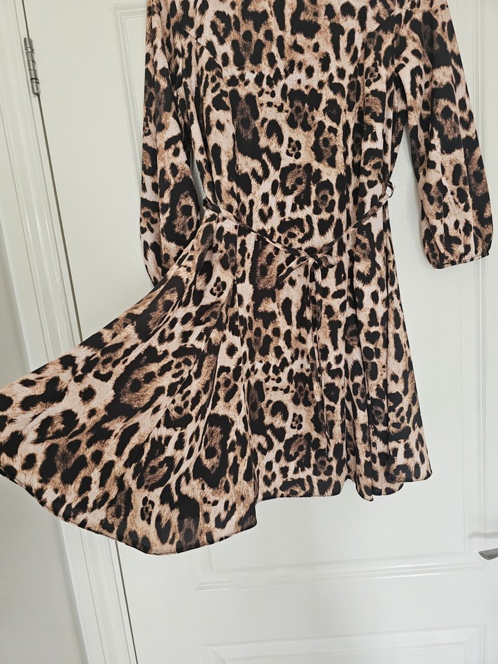 River Island brown animal print long sleeve, mini ,party, dress size 8 ...