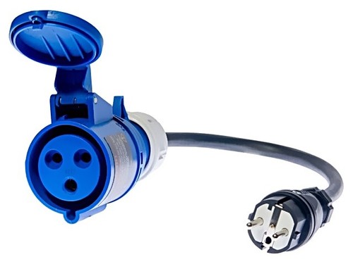 WAADAPAT32F1 Single Phase Socket Adapter 32A Euro Plug 265V IP40 SONEL ...