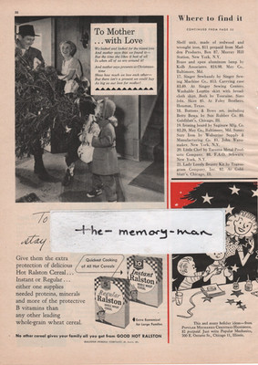Ralston Purina Cereal Christmas Tree 1953 Picture Print Ad Clipping Pg ...