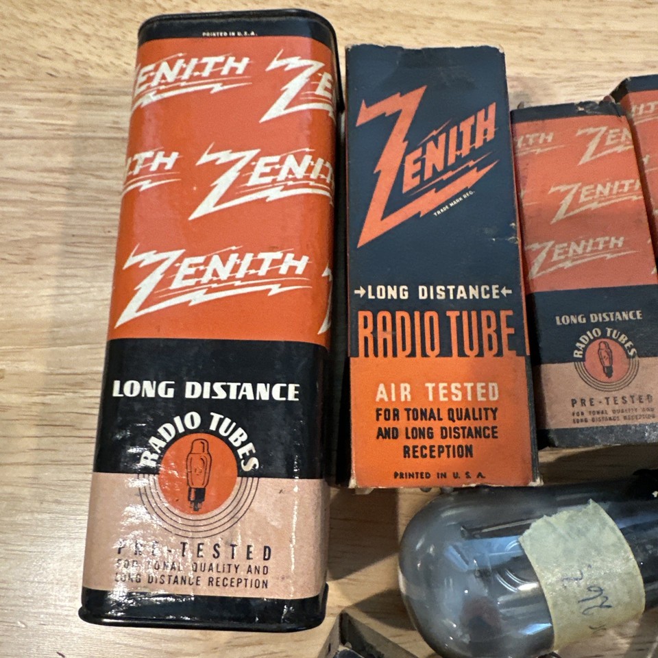 Lot of 9 Vintage Tubes – Zenith, Amperite, Philco – 6V6G, KL-45, 12J5GT ...
