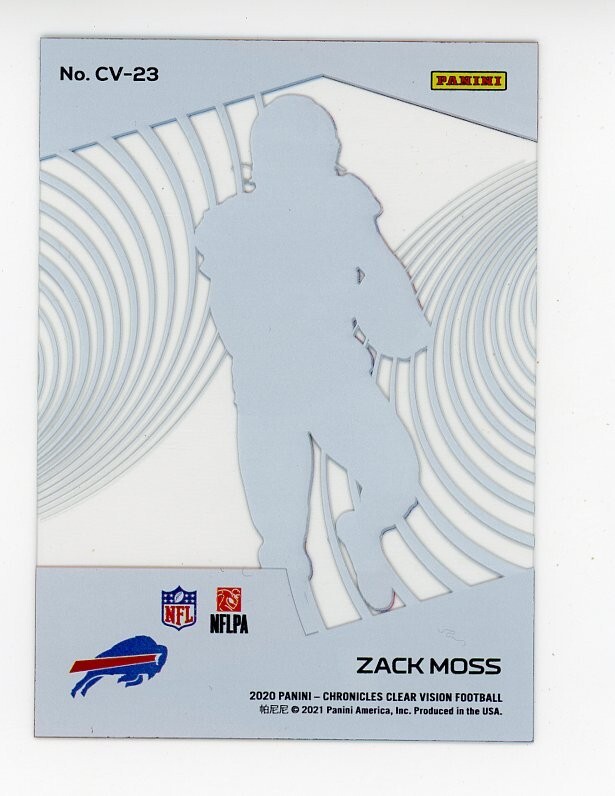 Zack Moss 2020 Panini Chronicles Clear Vision RC #CV-23 Buffalo Bills | eBay