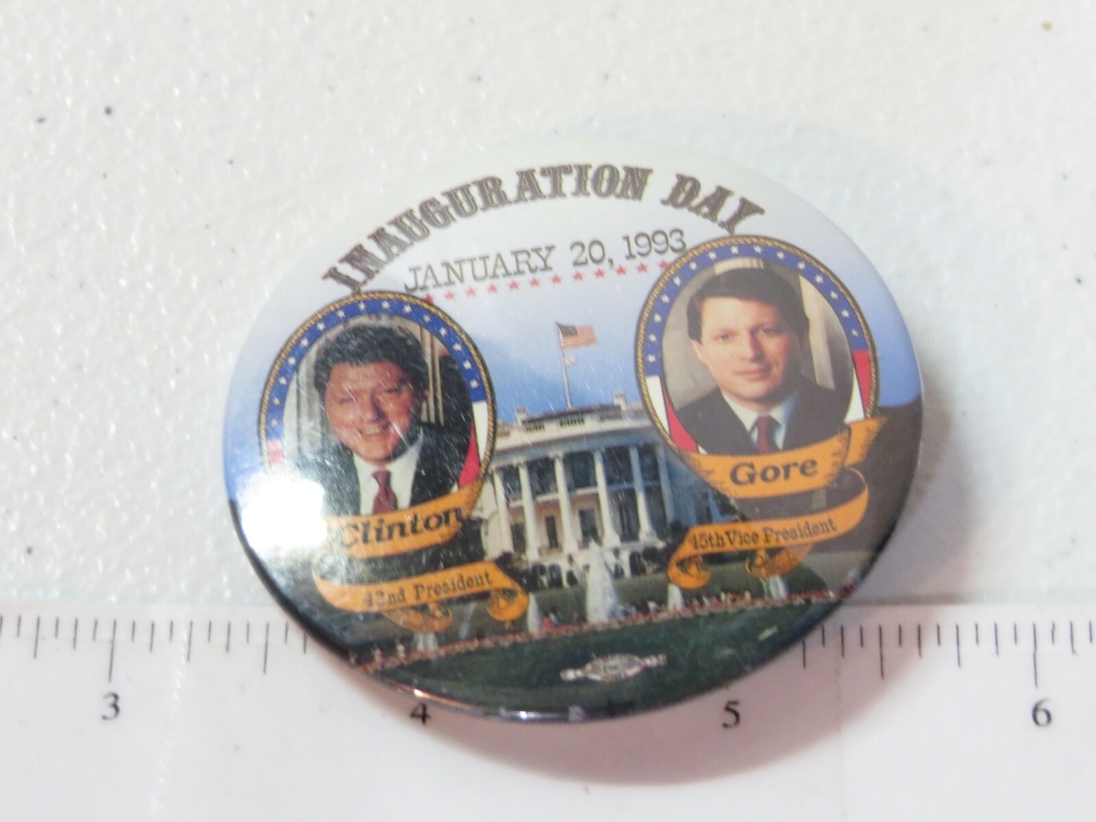 1993 Bill Clinton Gore 93 Inauguration Day Button Pin President ...