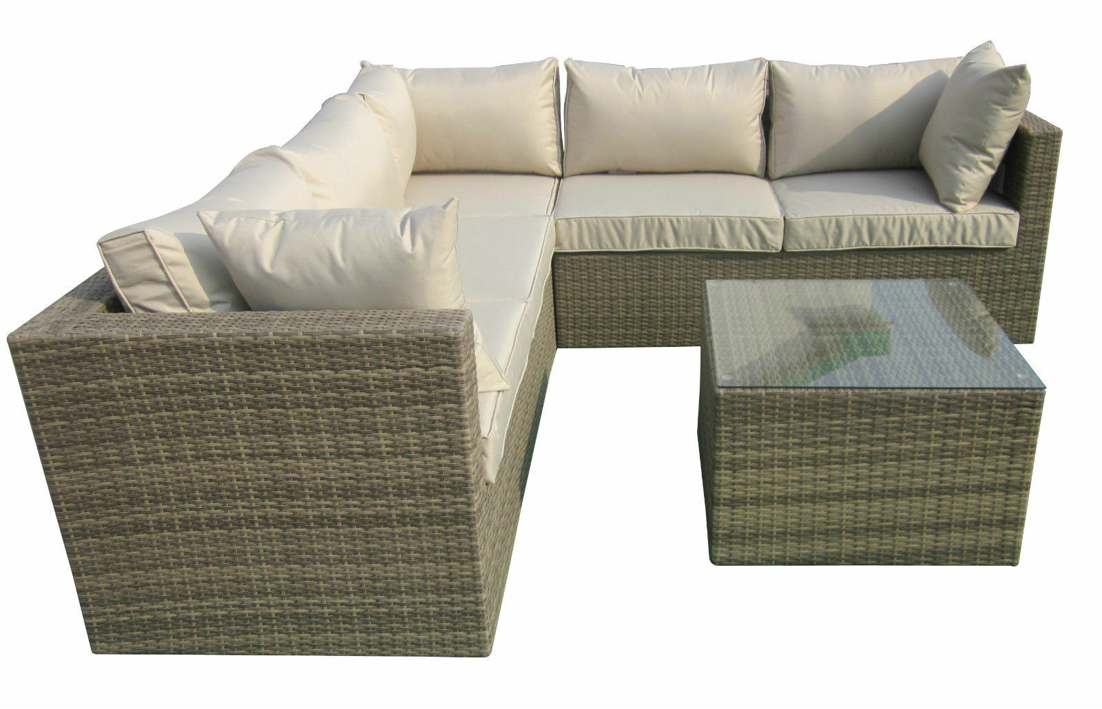 Rattan Garden Furniture Lounge Set Black Brown Outdoor Sofa Chair ...
