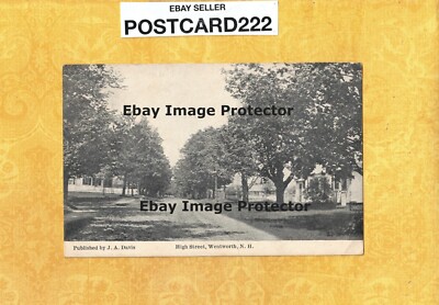 NH Wentworth 1911 antique postcard HOMES ON HIGH STREET to Stoneham MA ...