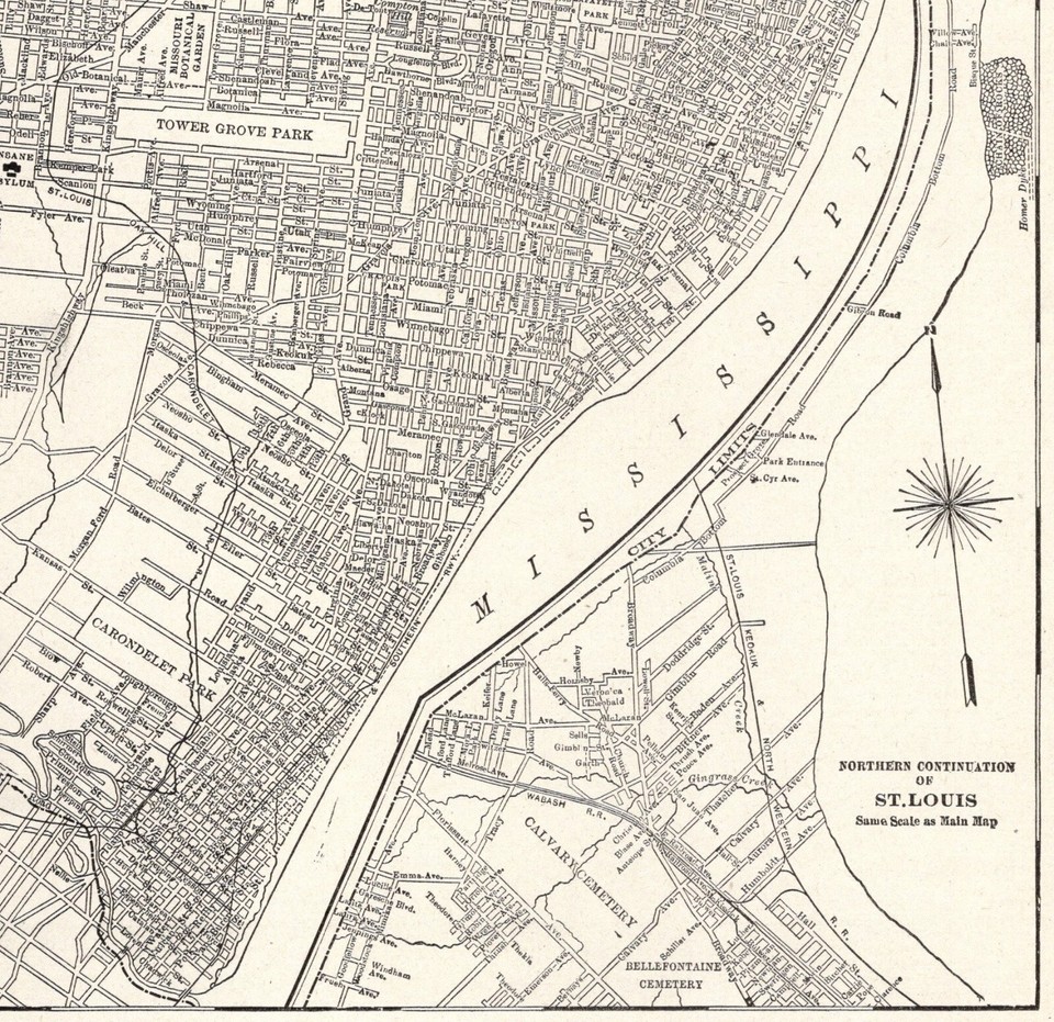 1927 Antique St Louis Missouri Street Map Wall Decor City Map of St ...