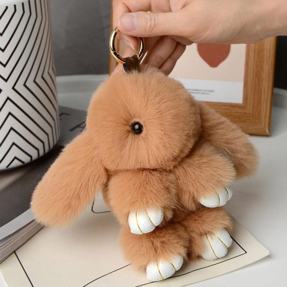 Bunny Keychain Fluffy Bag Pendant Cute Rabbit Key -Chain Plush Gifts ...