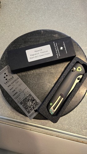 NEW! Tactile Knife Maverick Magnacut - Titanium Black DLC/Green Finish ...