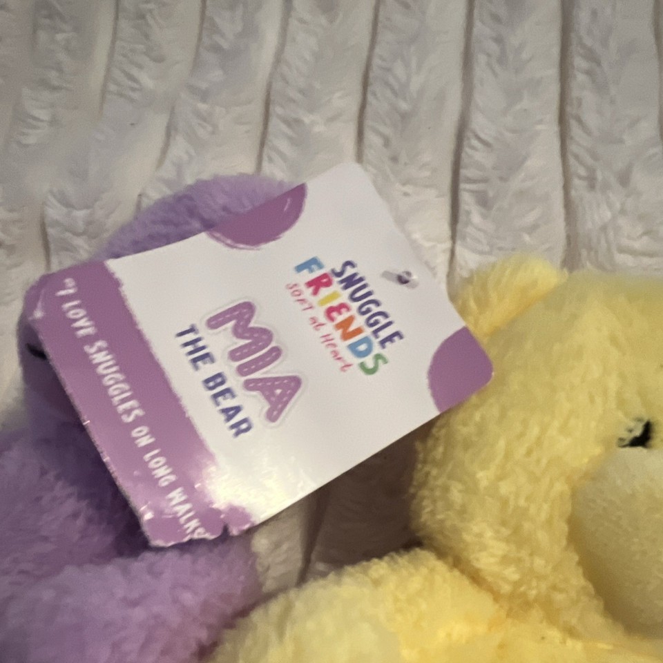 Snuggie Friends Oscar Teddy Bear Plush Soft Toy, Yellow/Purple, Small ...
