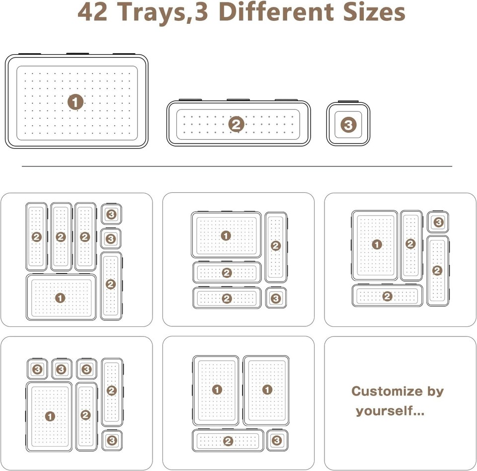 Tool Box Organizer Tray Set Plastic Storage Divider 42pcs for Garage ...