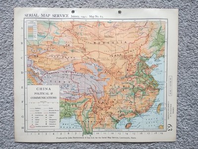 China: Political & Communications - 1941 Vintage WW2 Serial Map Service ...