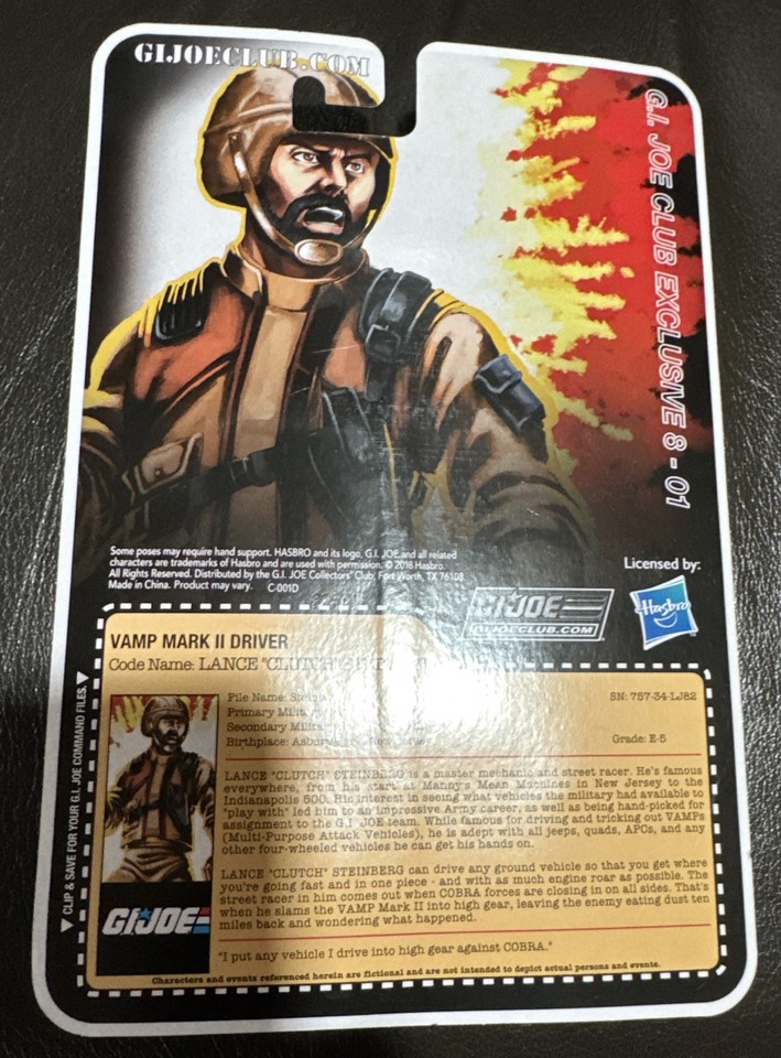 GI JOE FSS COLLECTORS CLUB CLUTCH VAMP MARK II DRIVER NEW SEALED | eBay