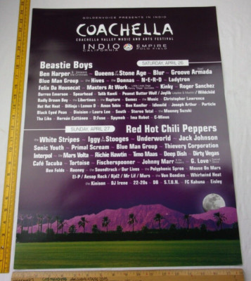 Beastie Boys Red Hot Chili Peppers Coachella music festival poster 2003 18x24" | eBay