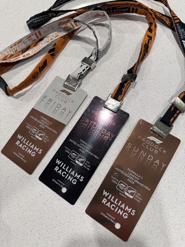Formula 1, F1 PADDOCK CLUB PASS UNITED STATES GP 2023 WILLIAMS F1 TEAM ...