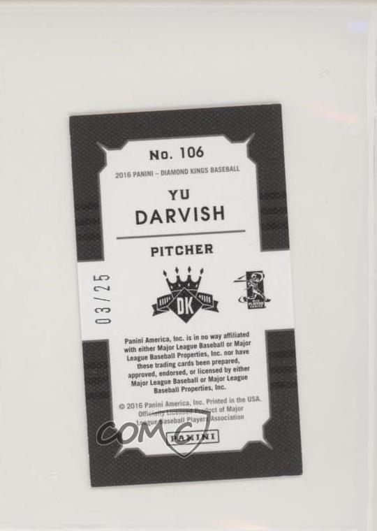 2016 Panini Diamond Kings Mini Black /25 Yu Darvish #106 | eBay