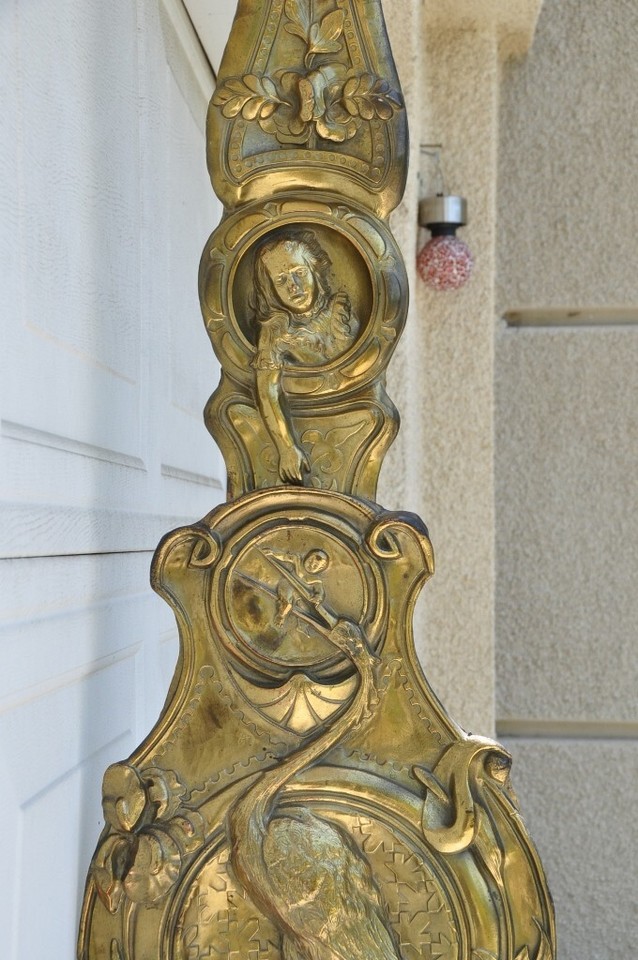 19th Century 36" French Morbier clock ornate copper pendulum with ...