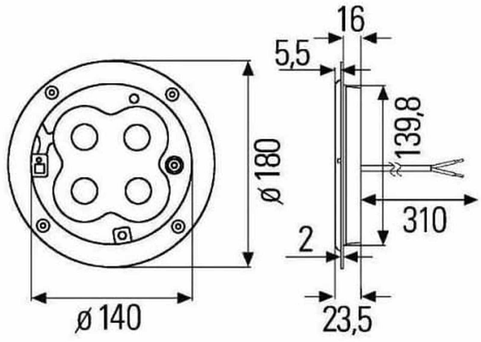 Hella Cargoled Innenbeleuchtung Led von 10 - 31V 2Jb 343 227-001 - 2JB ...