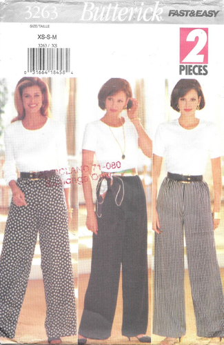 Uncut Butterick Sewing Pattern 3263 Misses Petite Wide-Legged Pants ...