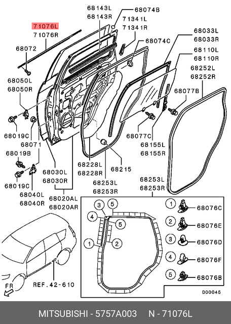 Genuine OE Moulding Assembly Plastic 5757A003 for Mitsubishi 5757-A003 ...