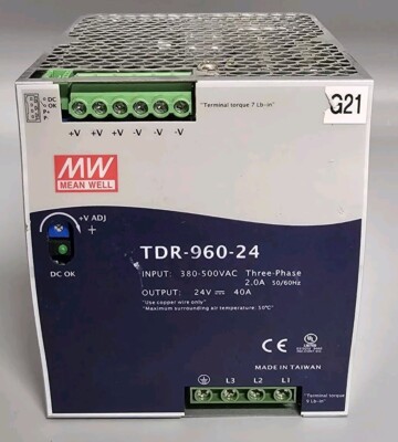 Mean Well TDR-960-24 Input:380-500 VAC 2 A Output:24 VDC 40 A Power ...