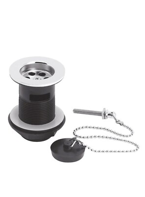 Sink Basin Waste Kit with Poly Plug & Ball Chain - Chrome - Backnut ...