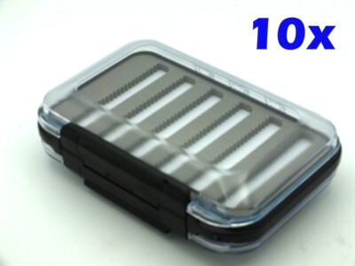 10 Waterproof Fly Boxes - Double Sided w/foam inserts 4"x 6.25" medium ...