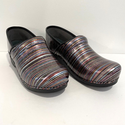 NEW DANSKO XP Professional multicolor striped patent leather clogs size ...
