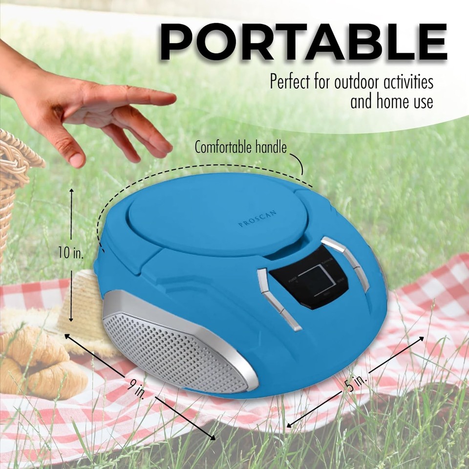 PROSCAN ELITE Portable CD Player Boombox with AM/FM Radio + Built in ...