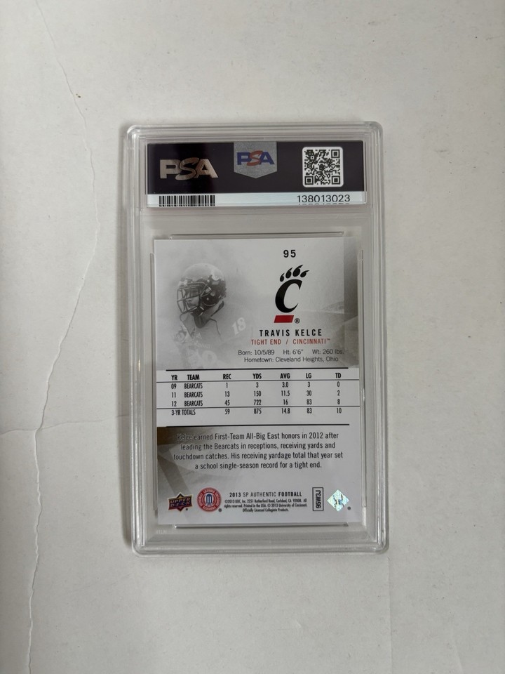 2013 Upper Deck Football SP Authentic Travis Kelce Rookie PSA 10 Chiefs ...