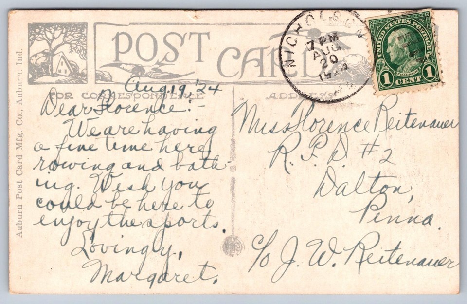 1924 LAKE SHERIDAN PENNSYLVANIA BRENNEMANS LAKE VIEW HOUSE /CANOES | eBay