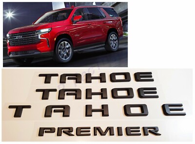 4PCS Matte Black Doors Tailgate Tahoe Premier Emblem Fit 2021 ...