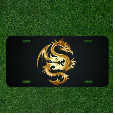Custom Personalized License Plate Auto Tag With Golden Dragon Lizard ...
